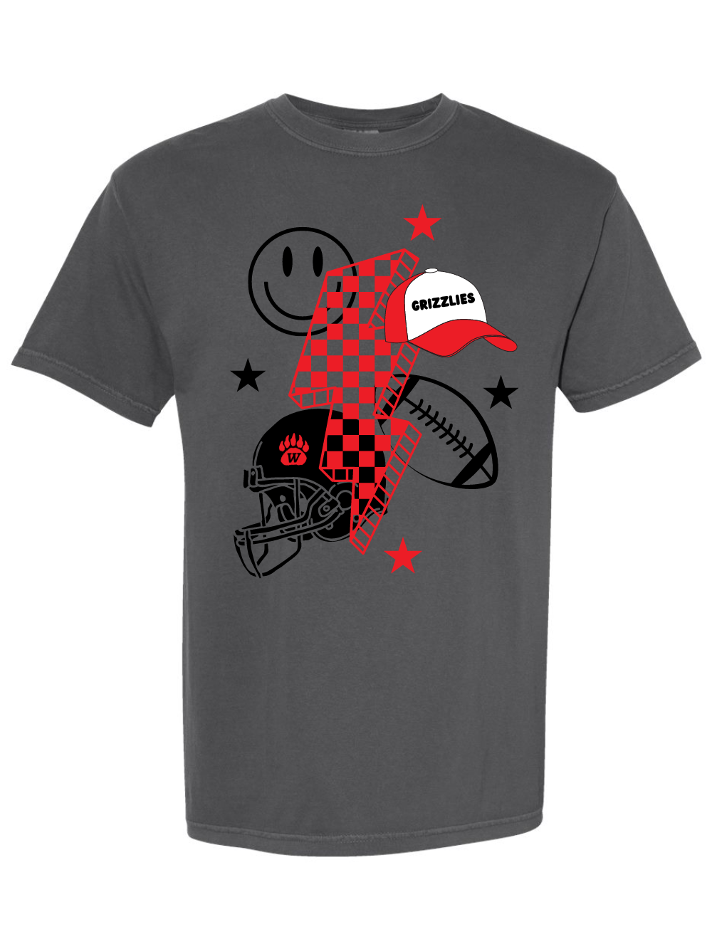 Let's Go Grizzlies Football Lightning Bolt Comfort Colors Graphic T-Sh ...