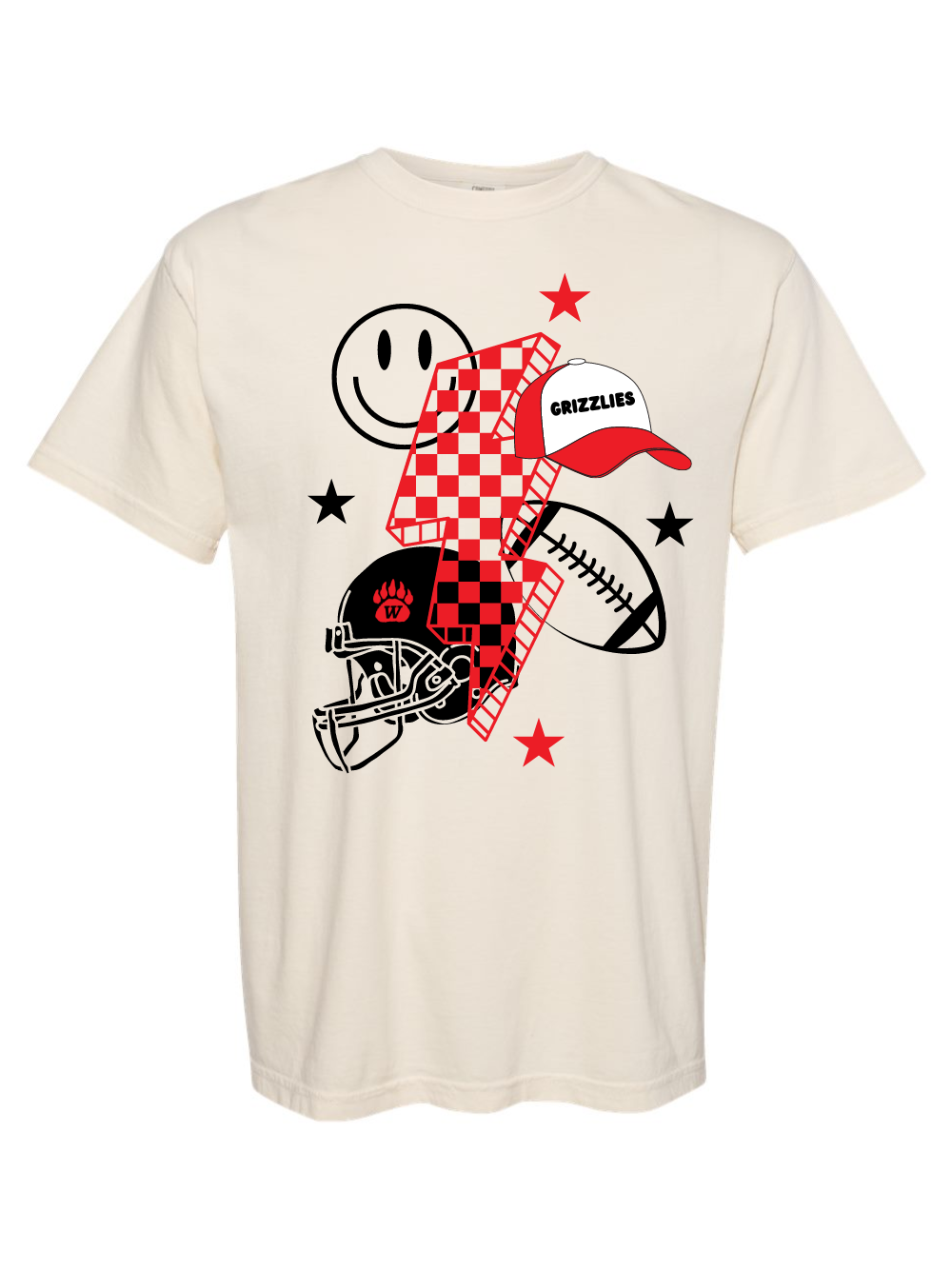 Let's Go Grizzlies Football Lightning Bolt Comfort Colors Graphic T-Sh ...